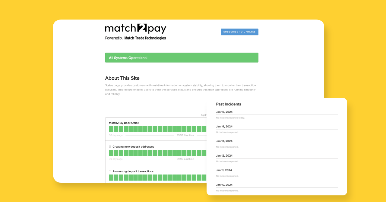 Match2Pay - Match2Pay's Latest Upgrade with the Status Page Feature